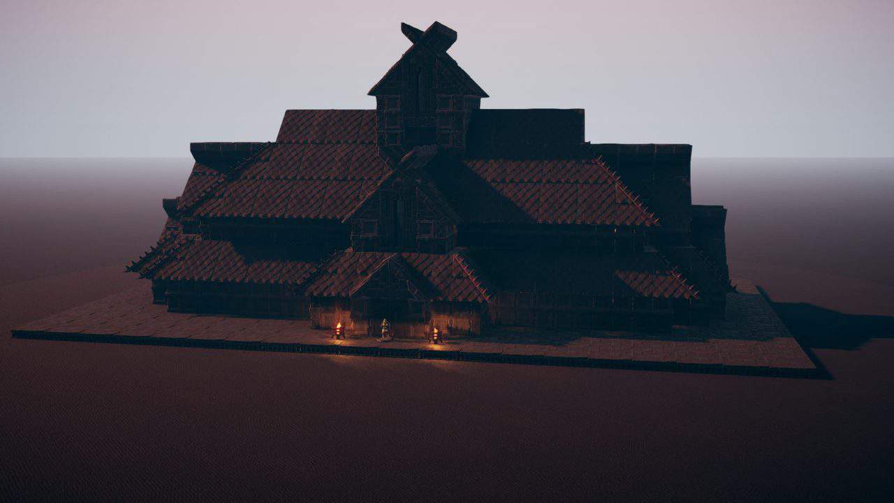 Norse (Viking) Feast Hall with small barracks and strategy room ...