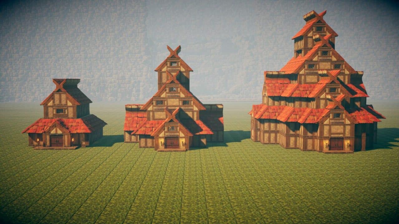 Three different sized Norse Viking Temples (decorated) - Tales Tavern