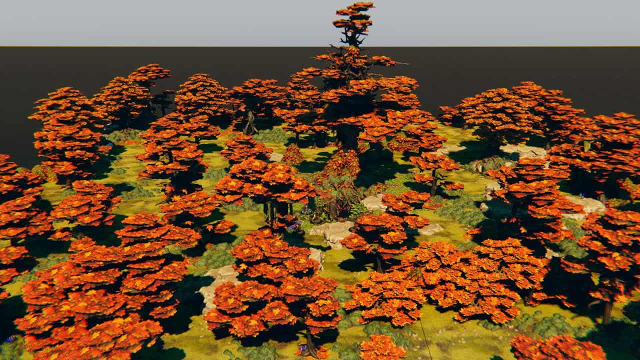 mystical maple tree forest with shrine - Tales Tavern