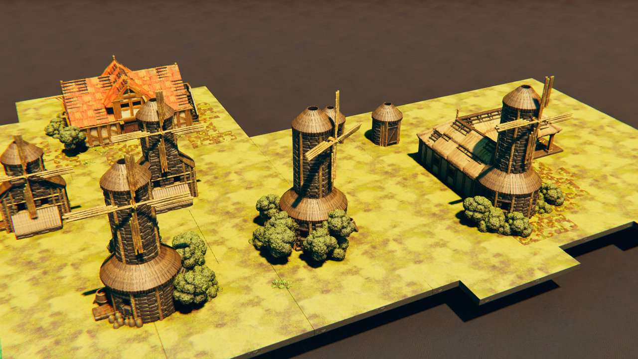 a selection of small windmills and a barn - Tales Tavern