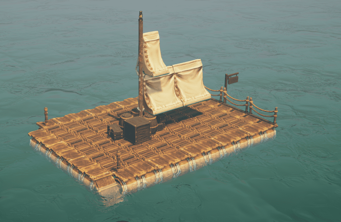 Big ole sail-assisted ferry/raft with cargo - Tales Tavern