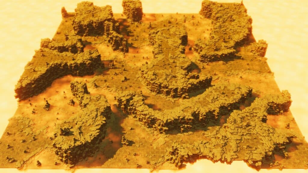 Dark Sun style badlands desert from BlueBox RPG Stream - Tales Tavern