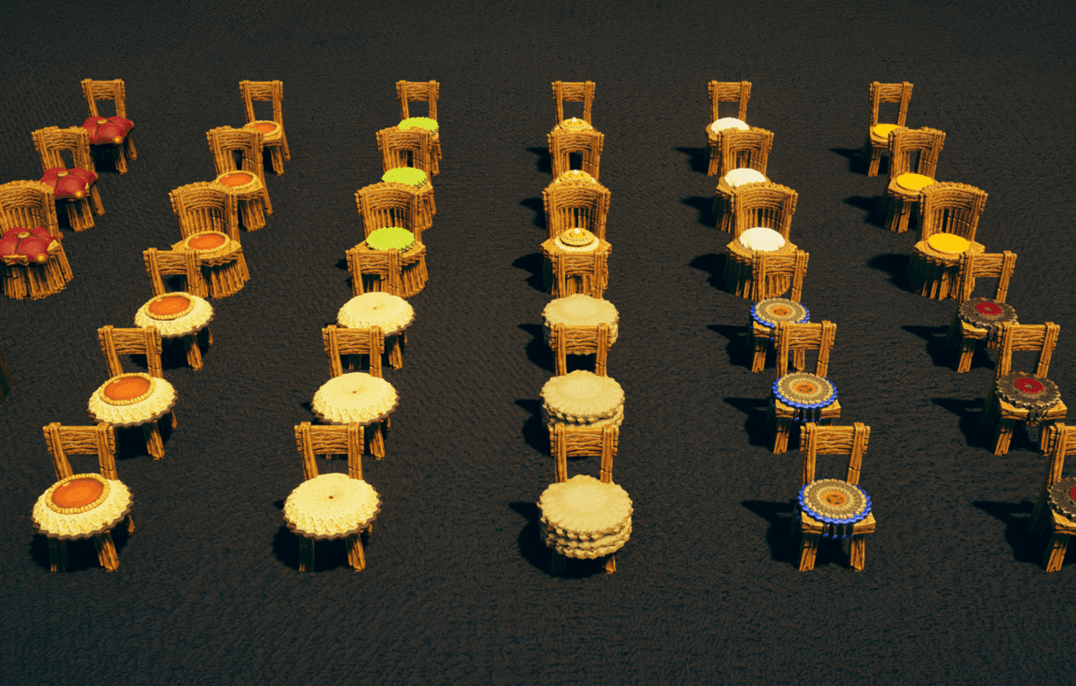 51 Custom Wooden Chairs (45° Angles) - Tales Tavern