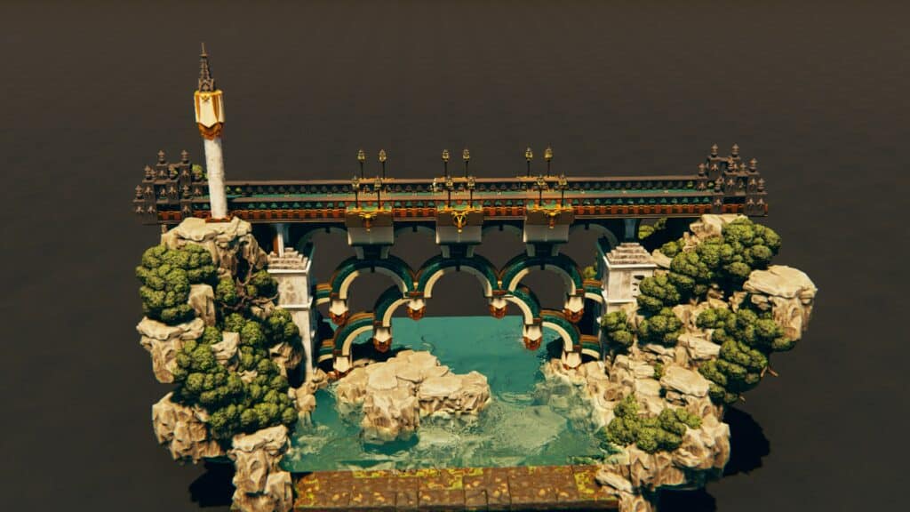 clock,,,bridge and fountain - Tales Tavern