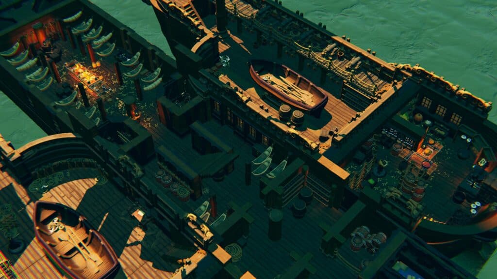 a fantasy tripled hull ship,,,a monster hunter - Tales Tavern